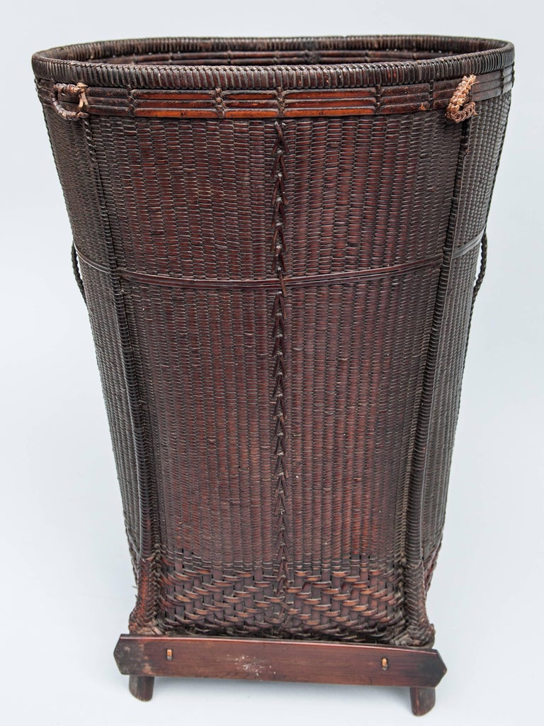 Footed Carrying Basket from Laos Bamboo and Rattan Mid-20th Century at ...