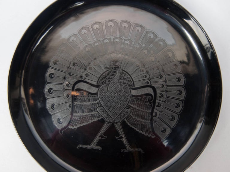 Black Lacquer Box with Hand Engraved Design, Late 20th Century, Burma ...