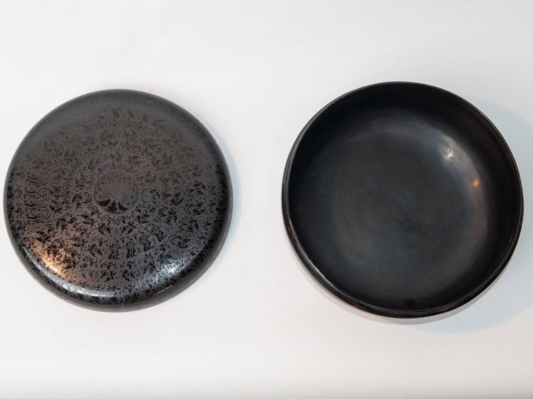 Black Lacquer Box with Hand Engraved Design, Late 20th Century, Burma ...