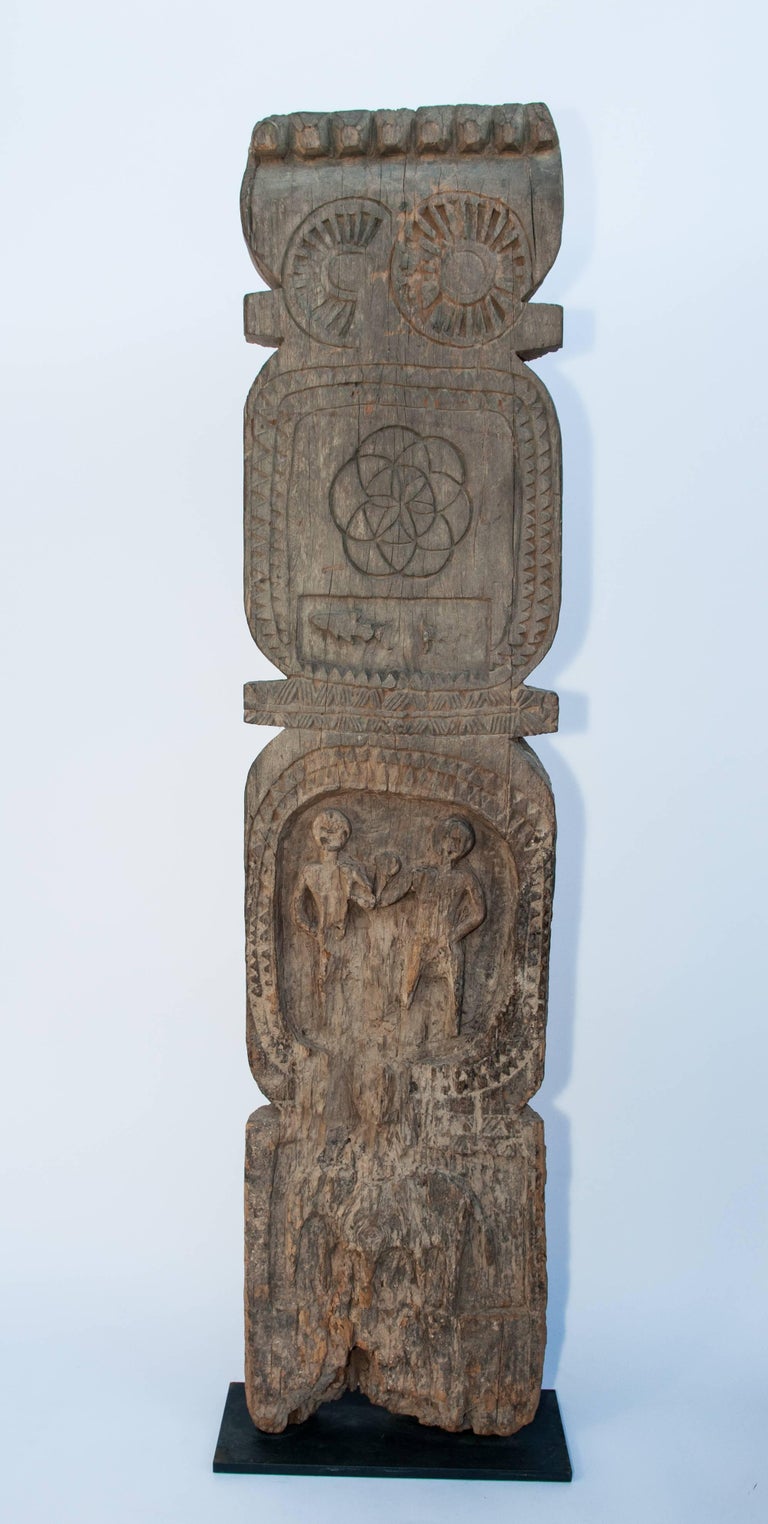 Tribal Marking Post from the Tharu of Nepal, Mid-20th Century with a ...