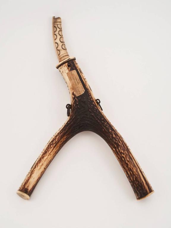 18th Century Staghorn Powderhorn, Carpathian Mountains, Romania or ...