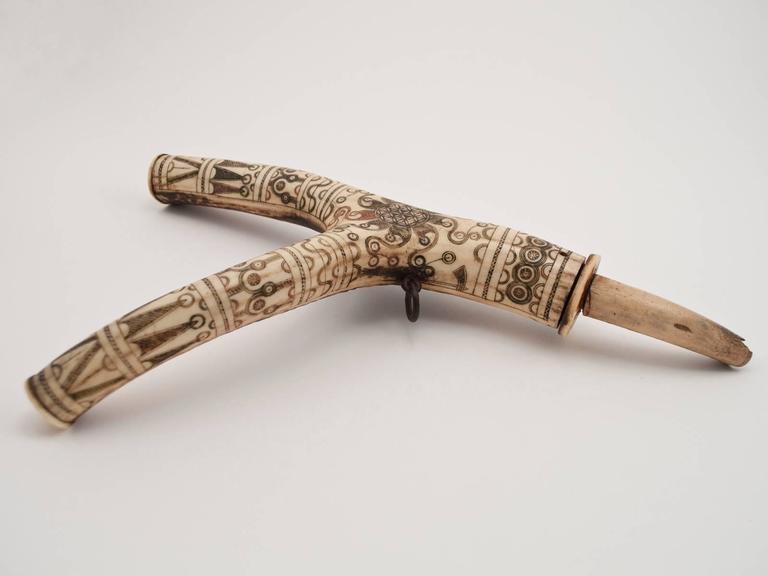 18th Century Staghorn Powderhorn, Carpathian Mountains, Romania or ...