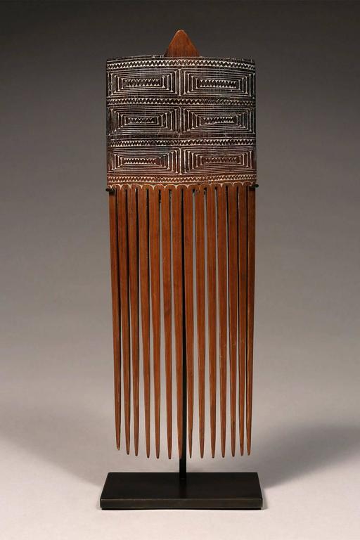 Early to Mid-20th Century Mounted Tribal Bamboo Comb, Papua New Guinea ...