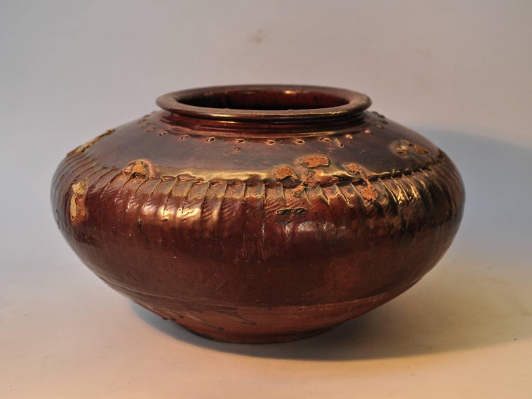 Brown Glaze Stoneware Water Pot from Burma, Mid-20th Century at 1stDibs