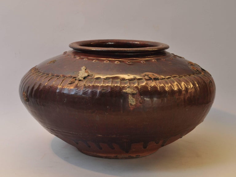 Brown Glaze Stoneware Water Pot from Burma, Mid-20th Century at 1stDibs