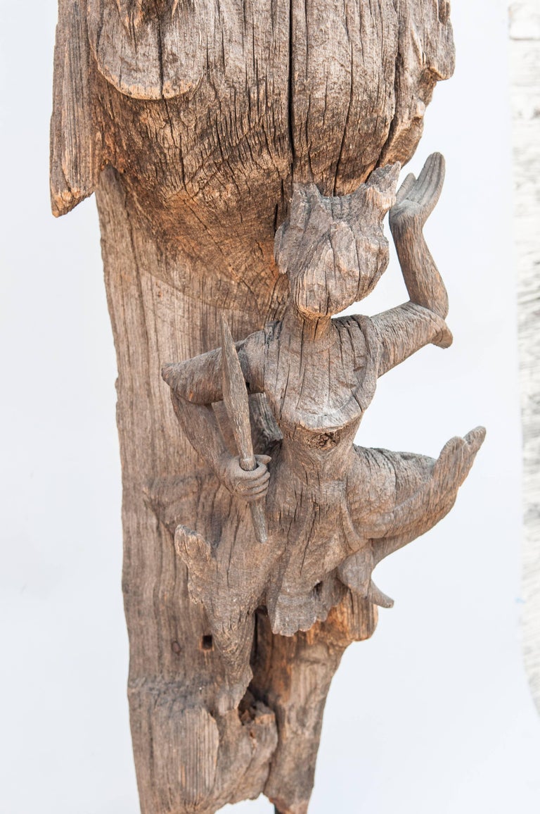 Chofa Roof Finial from Burma, Carved and Eroded Wood, Early 20th ...