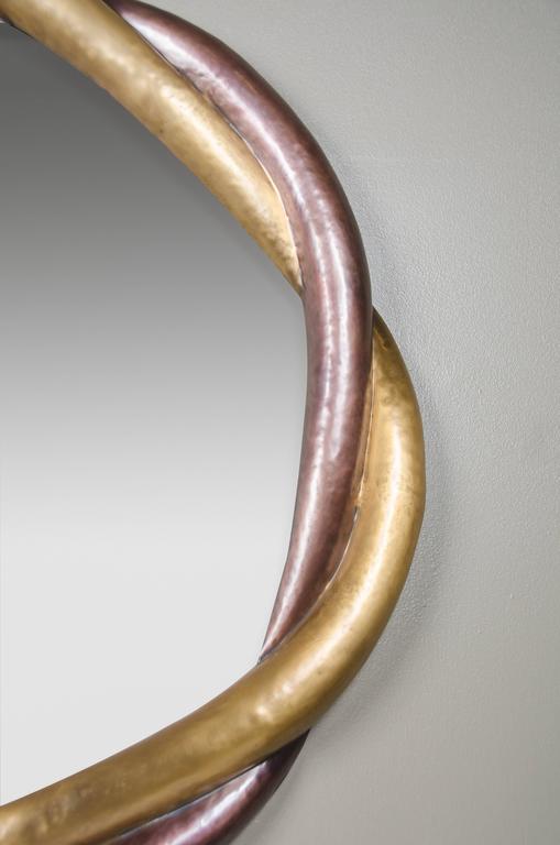 Contemporary Repousse Trinity Mirror in Brass and Copper by Robert Kuo ...