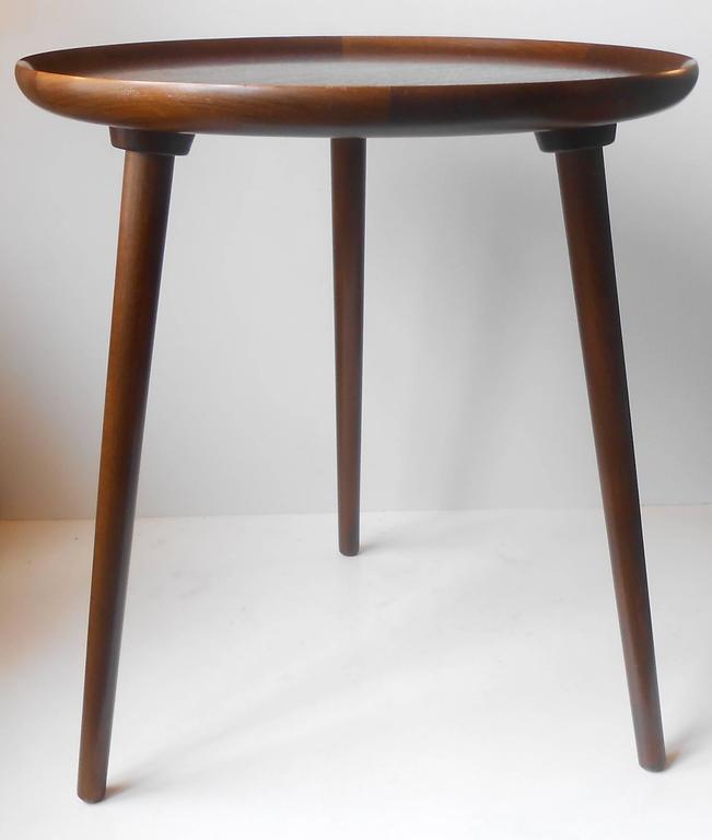 Pair of Walnut Three-Legged Round Side Tables, Anton Kildeberg Danish ...