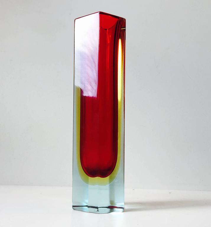 Faceted Murano 'Sommerso' Italian Glass Vase by Mandruzzato at 1stDibs