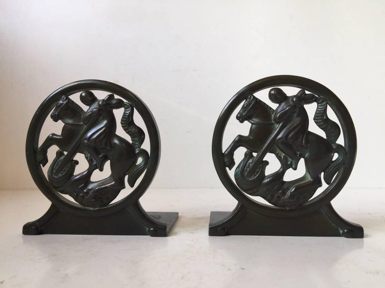 Pair of Just Andersen Art Deco Disko Metal Bookends, 1930s, Denmark For ...