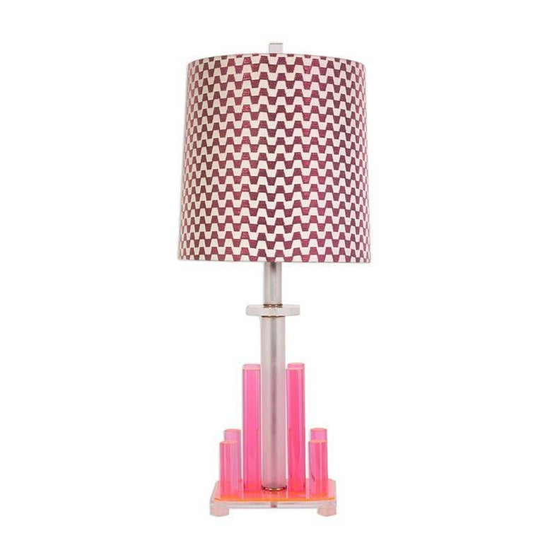 Pink Lucite Table Lamp with Custom Missoni Lampshade at 1stDibs