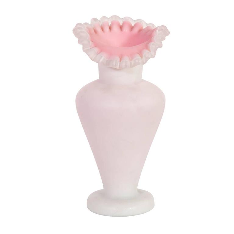 White and Pink Murano Ruffle Vase at 1stDibs