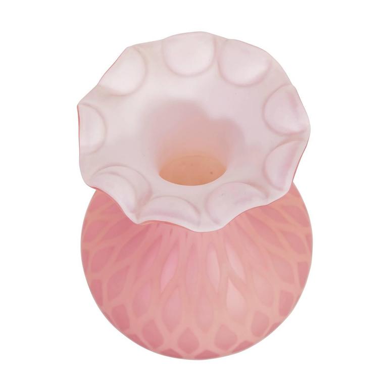 Pink Lattice Murano Ruffle Vase at 1stDibs
