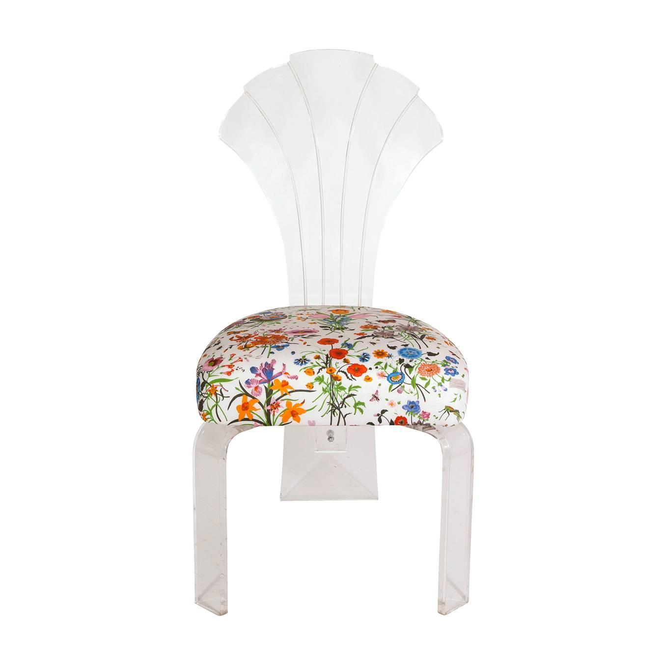 Shellback Lucite Chair in Gucci Floral Fabric For Sale at 1stdibs