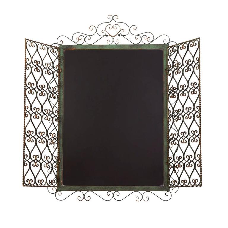 French Wrought Iron Scroll Mirror For Sale at 1stDibs