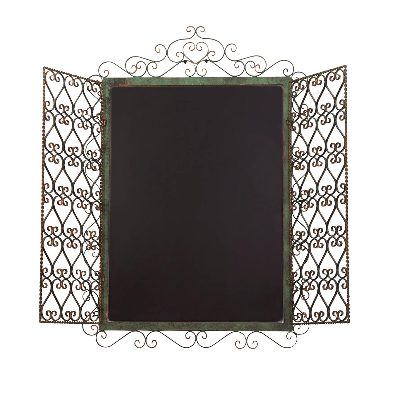French Wrought Iron Scroll Mirror For Sale at 1stDibs