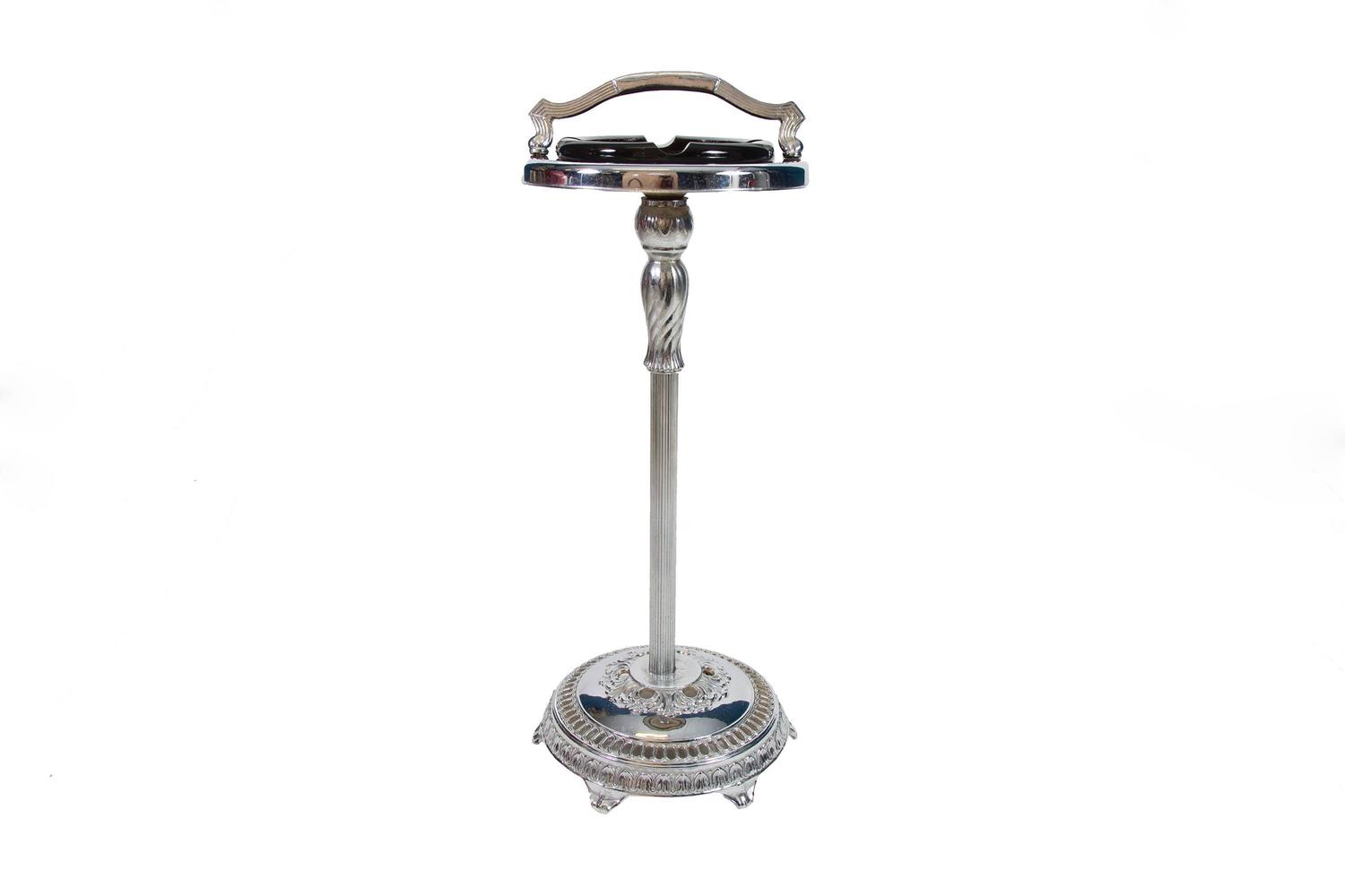 Art Deco Chrome and Black Smoking Stand For Sale at 1stdibs