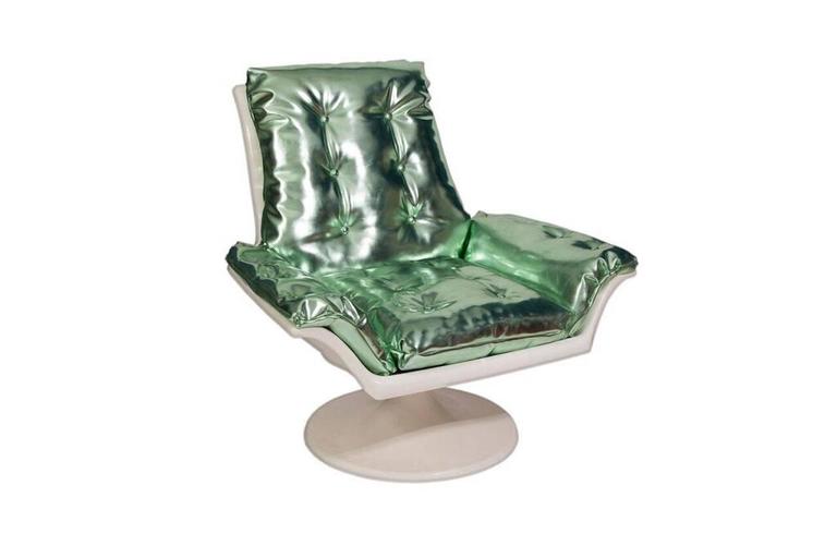 1960s Space Age Side Chair in Metallic Green Leather at 1stDibs