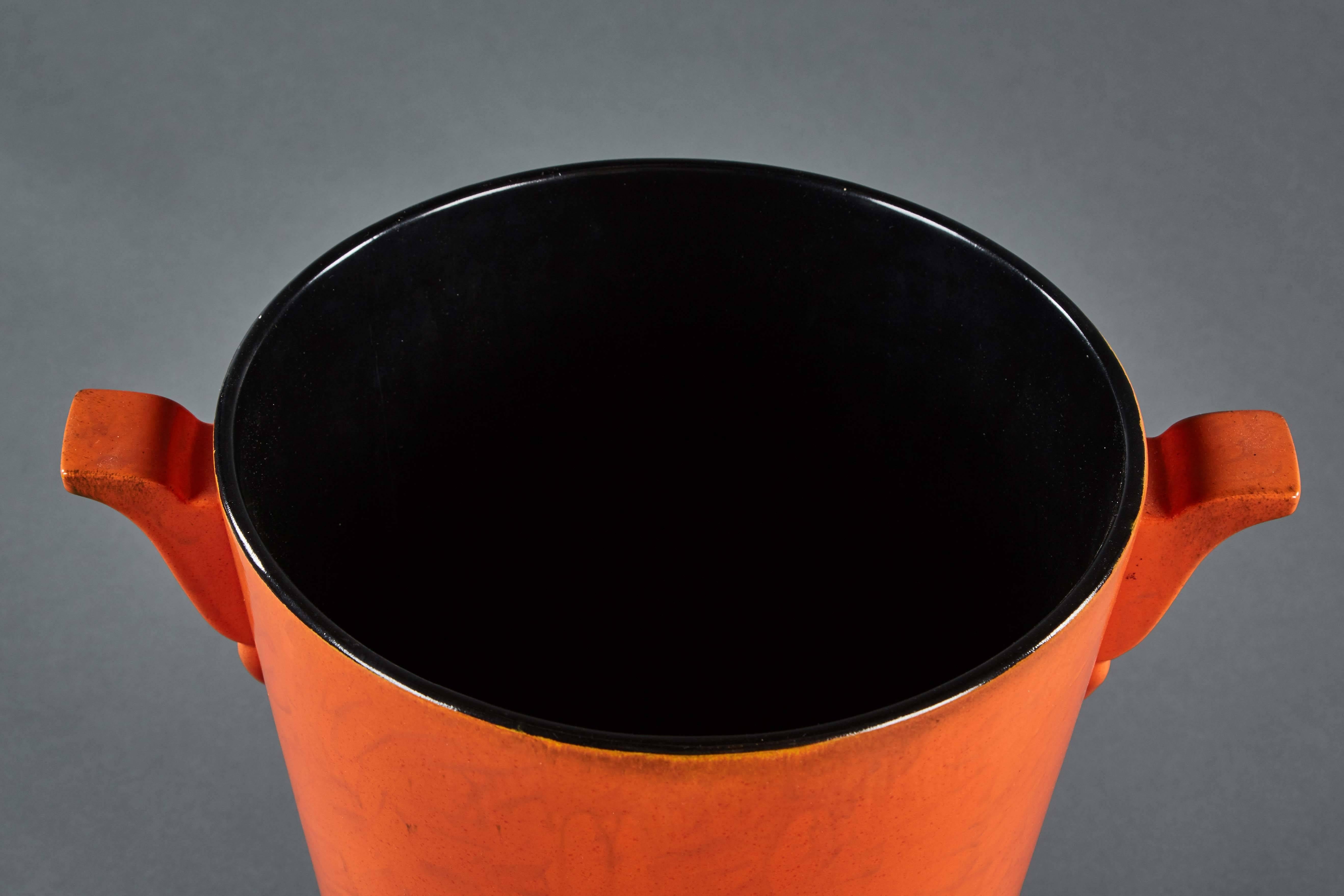 Large Mottled Italian Orange Glaze Ceramic Vase at 1stDibs | mottled ...