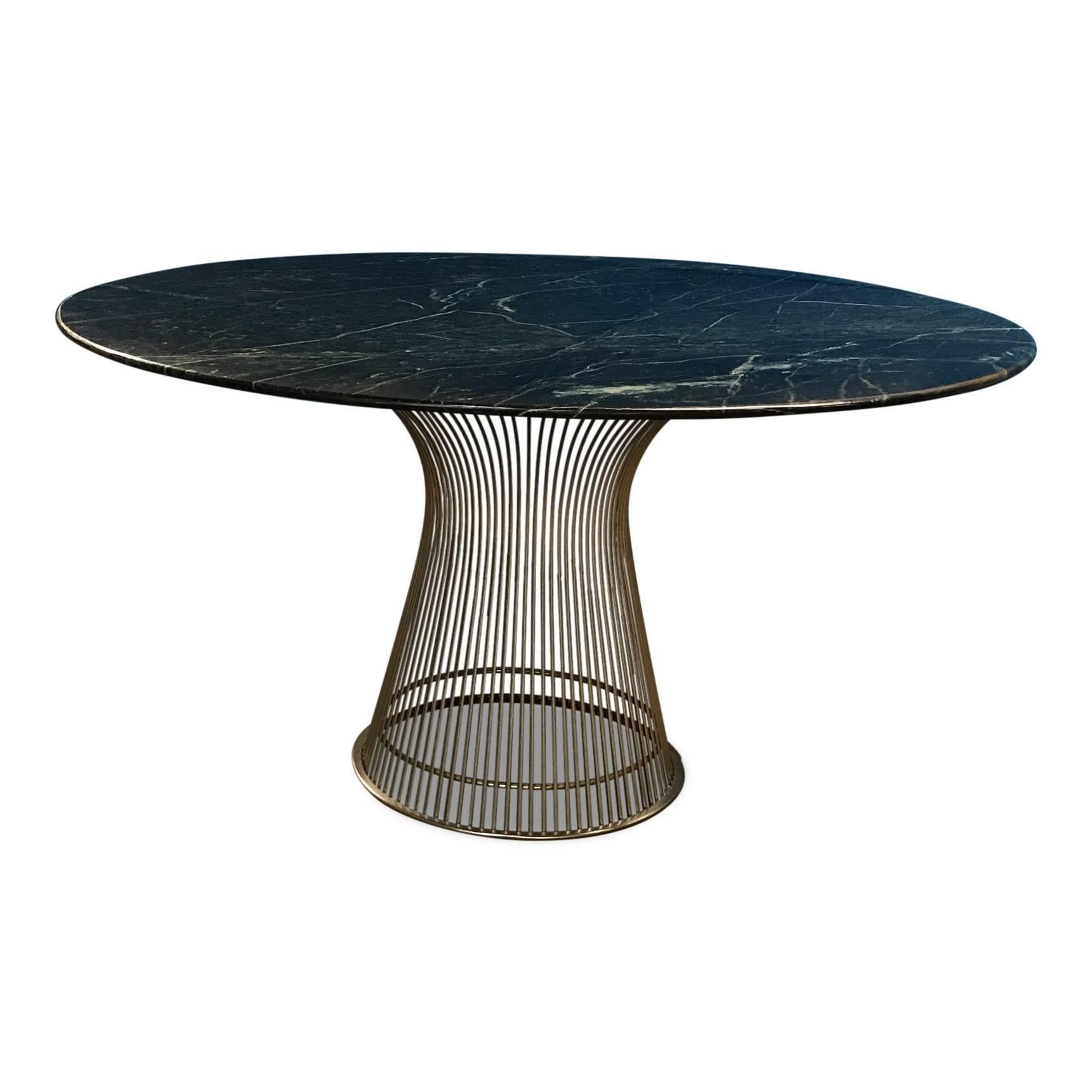 Warren Platner for Knoll Round Dining Table in Verdi Alpi Green Marble at 1stDibs | green marble ...