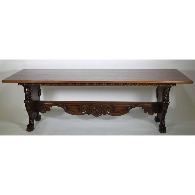 Large Italian 19th-20th Century Baroque Style Carved Walnut Tavern ...