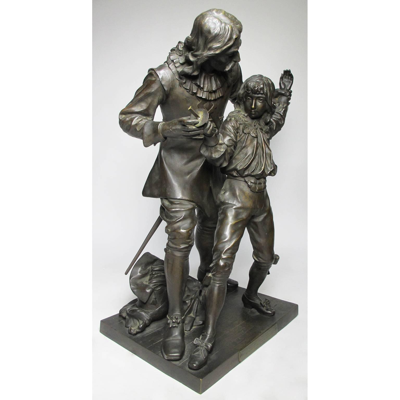 19th Century Bronze Figural Group "The Fencing Lesson" by Adrien ...