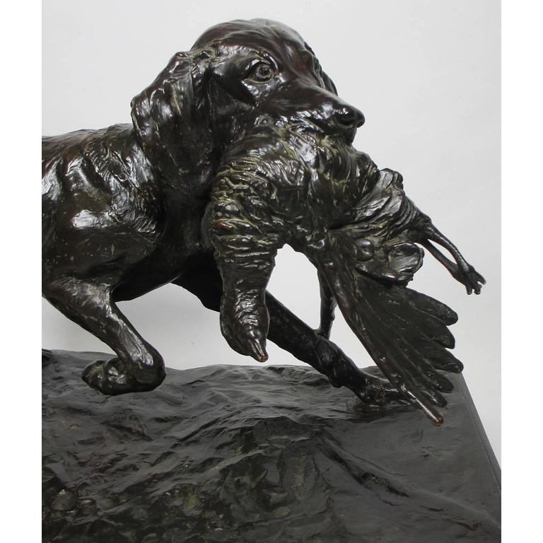 Emil Wünsche Hunting Sculpture of a Hound and Pheasant Prey For Sale at ...
