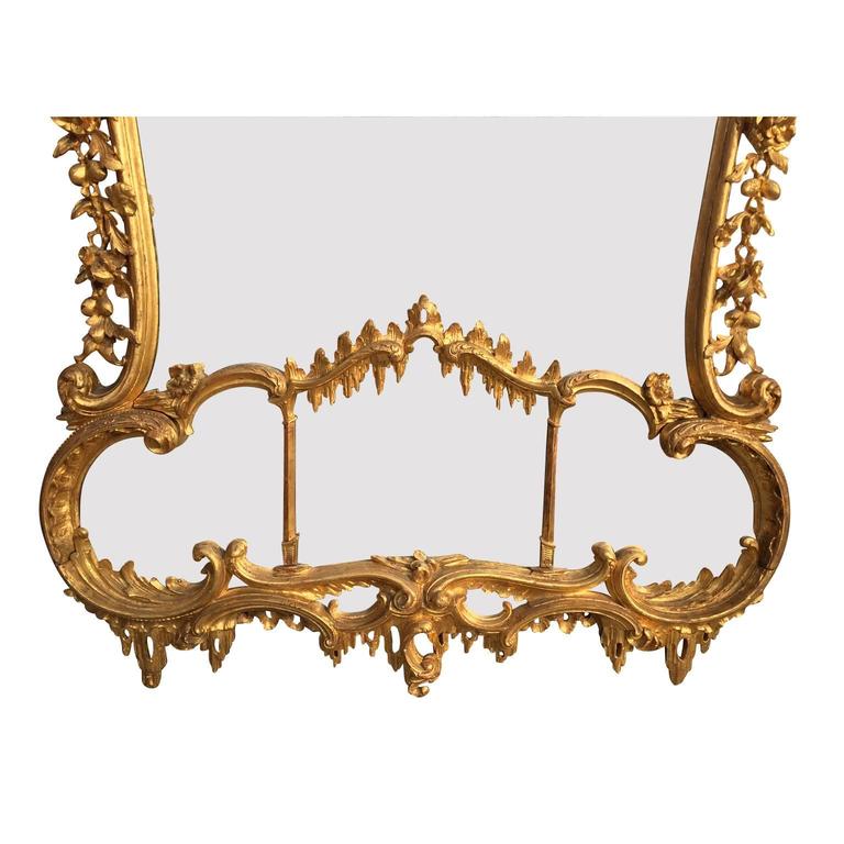 Fine 19th Century Chippendale Style Gilt Wood Carved Mirror after ...