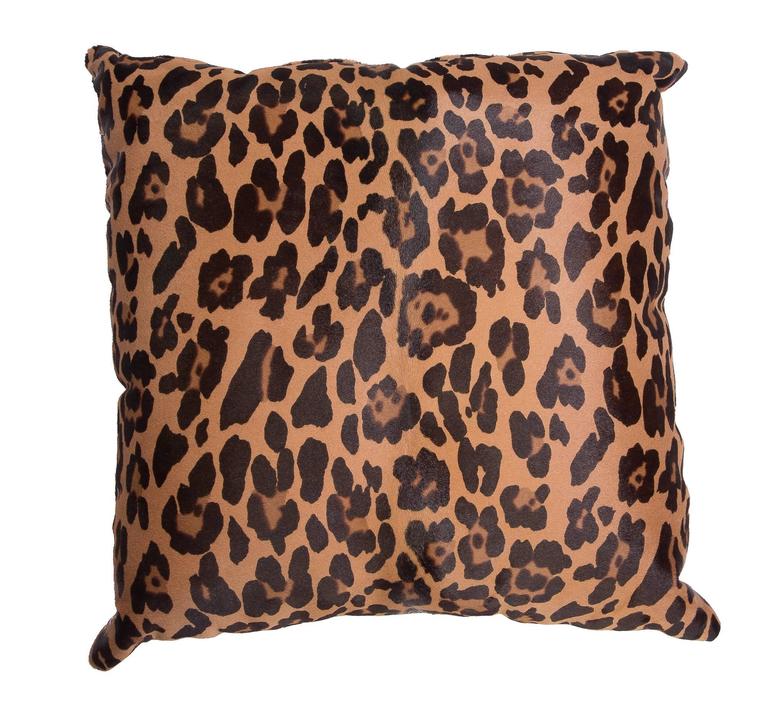 Leopard Stencil Calf Hair Pillow For Sale at 1stDibs | calf hair pillows