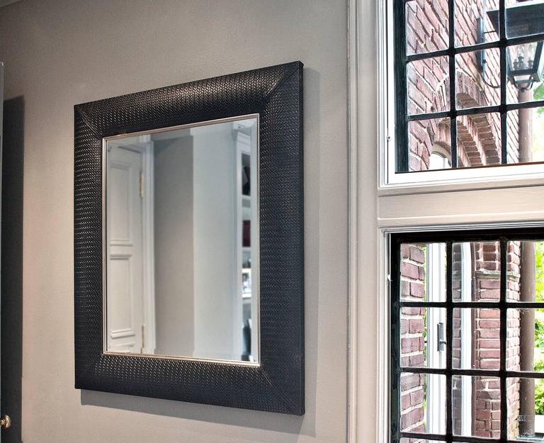 Contemporary Nero Weave Leather Framed Mirror at 1stDibs | leather ...