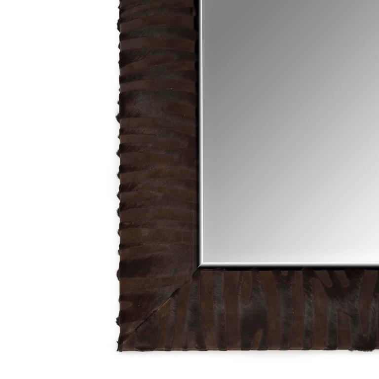 Contemporary Laser Cut Zebra Pattern Cowhide Mirror by KLASP Home For ...