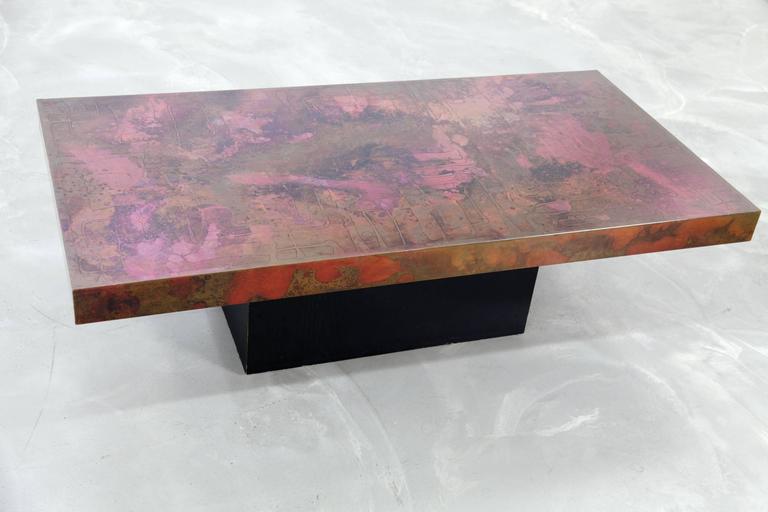 Etched and Fire Oxidized Copper Coffee Table by Bernhard Rohne, 1960s ...