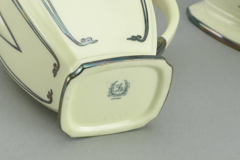 Lenox Three-Piece Tea Set with Sterling Silver Overlay For Sale at 1stDibs