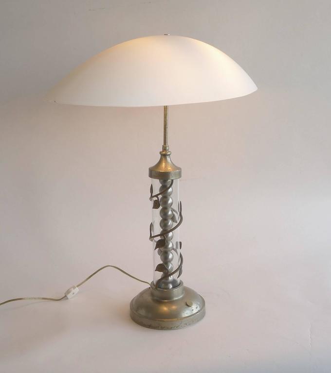 1940s Hollywood Regency Table Lamp with Oval Glass Shade For Sale at ...
