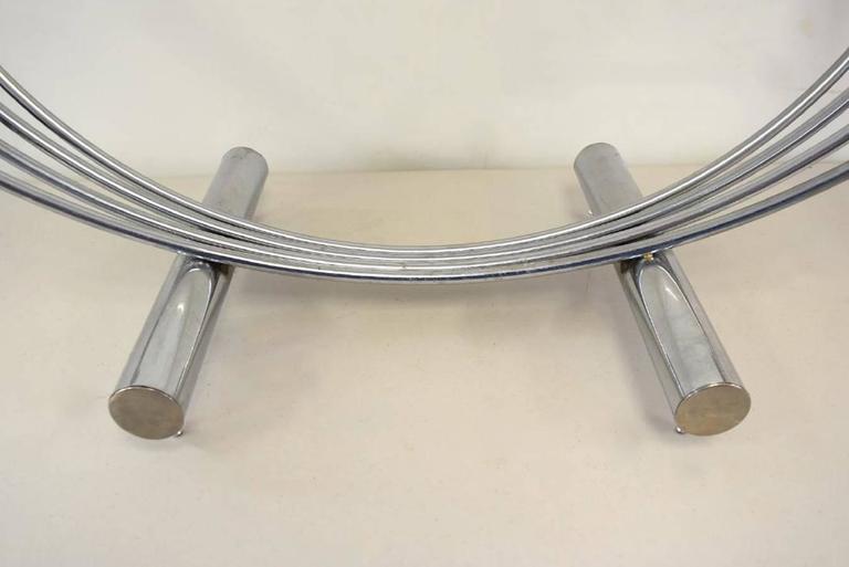 Mid-Century Modern Tubular Chrome Oval Glass Coffee Table with Center ...