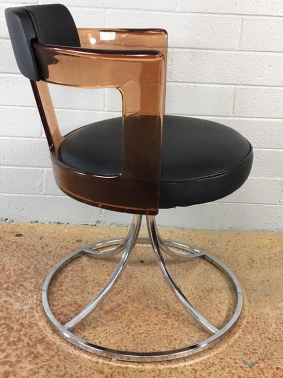 Acrylic Chrome and Leather Side Chairs at 1stDibs