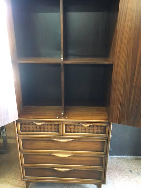 Lane Basketweave Wardrobe High Boy Dresser at 1stdibs