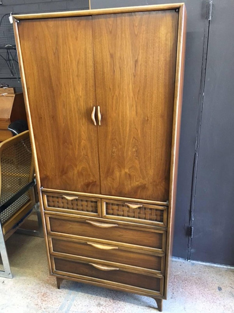Lane Basketweave Wardrobe High Boy Dresser at 1stDibs