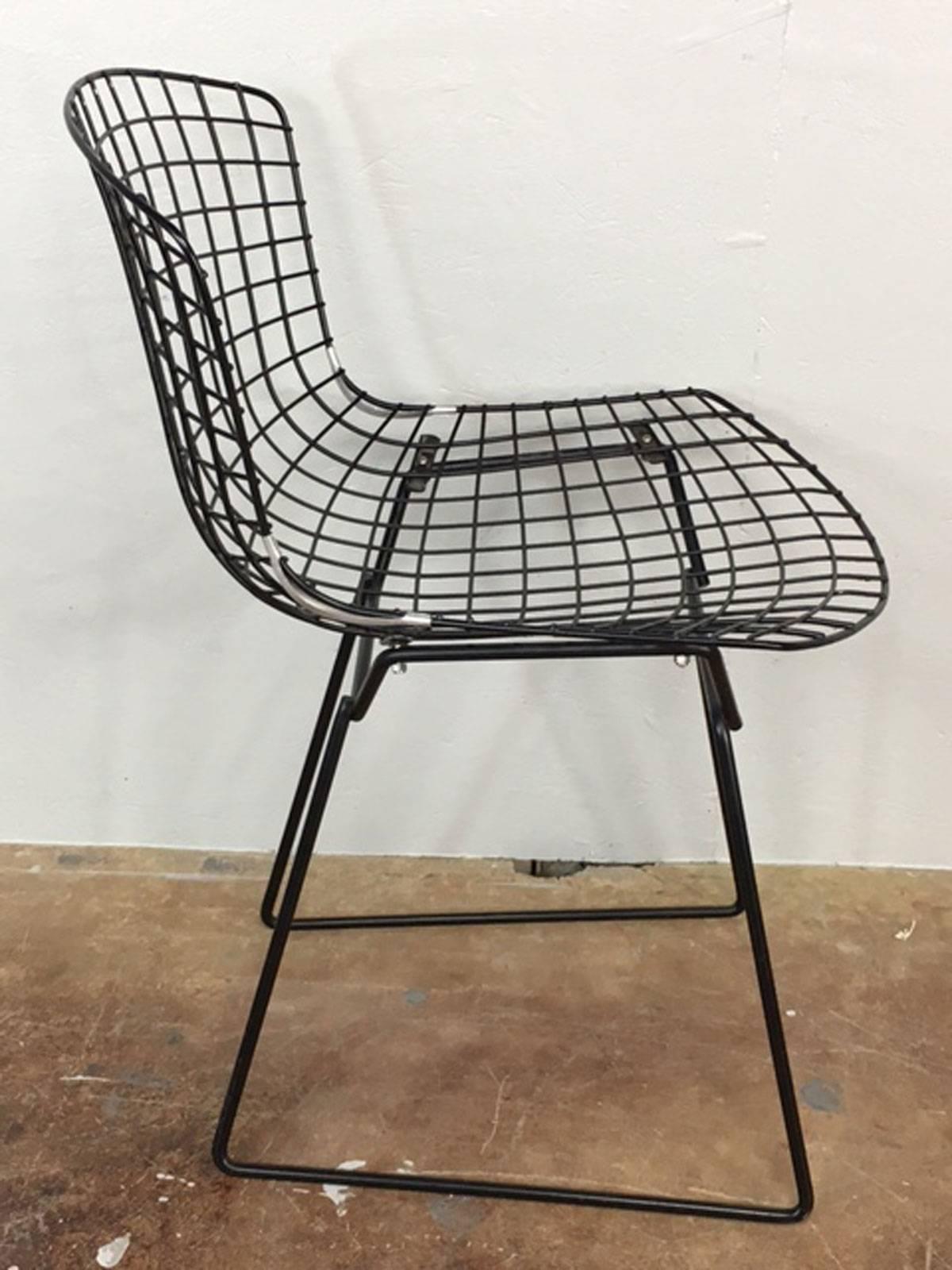 Harry Bertoia Black Wire Side Chair for Knoll For Sale at 1stDibs ...