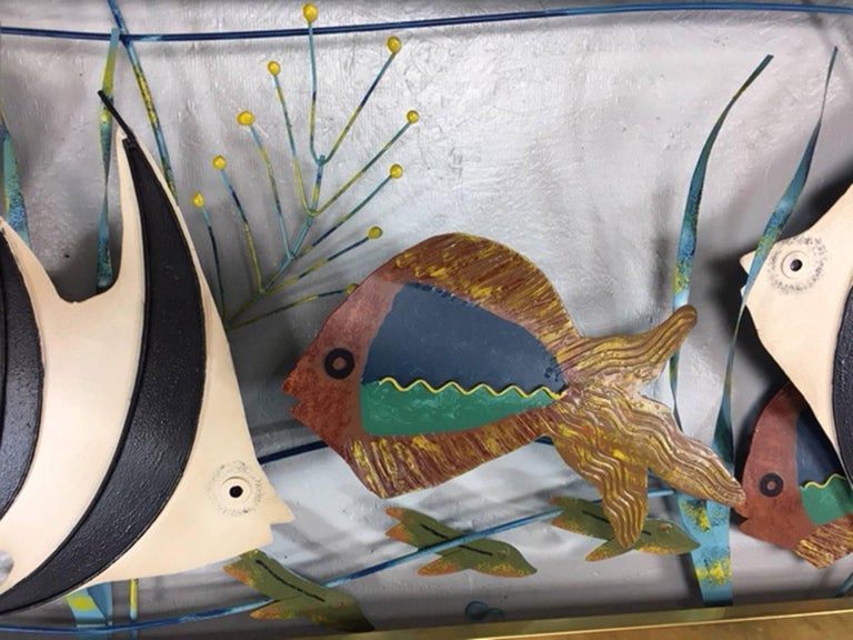 Mixed Metal Aquarium Fish Wall Sculpture by Curtis Jere For Sale at ...