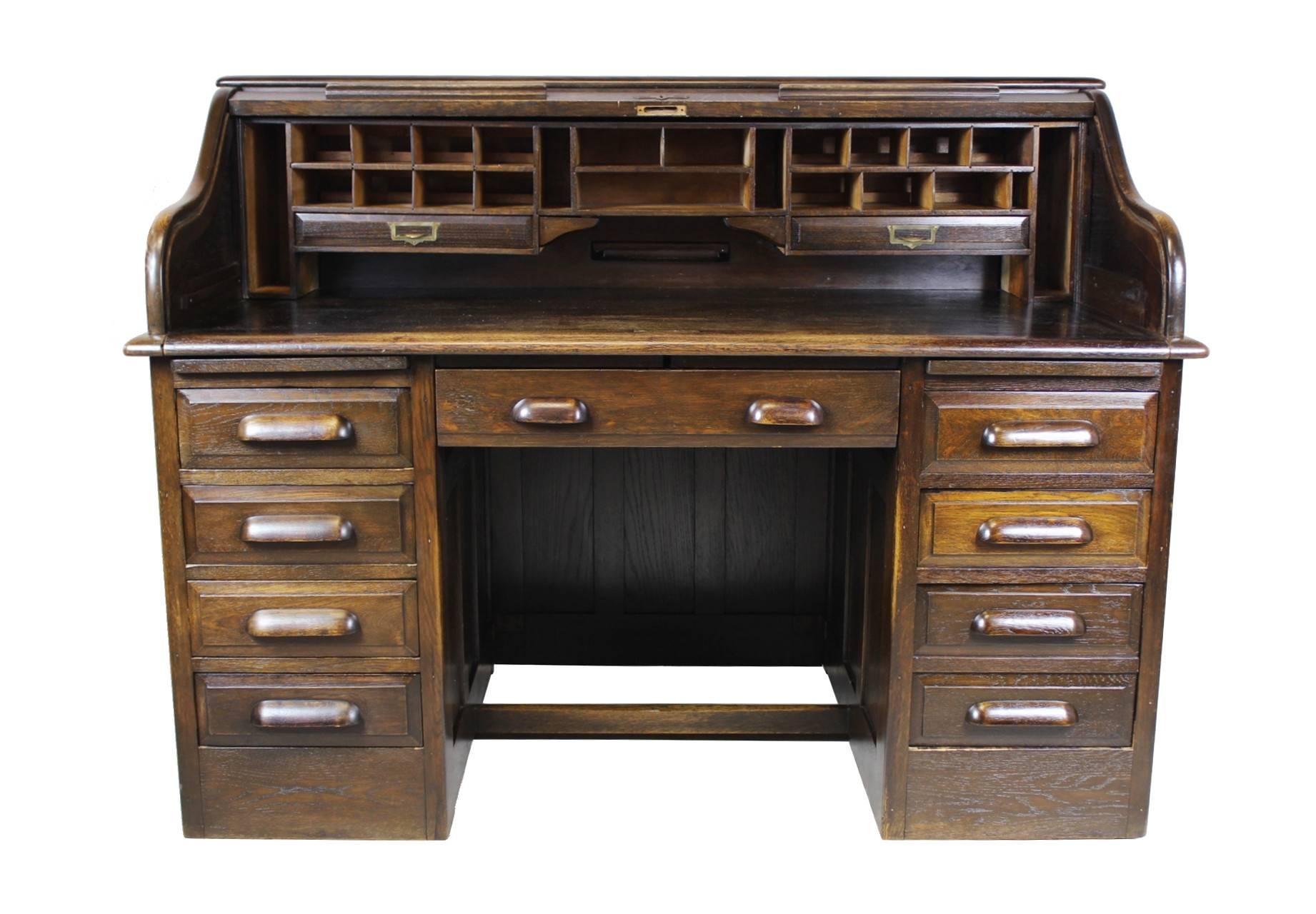 1930s Oak Roll Top Desk at 1stDibs | 1930s roll top desk, 1930s desk ...
