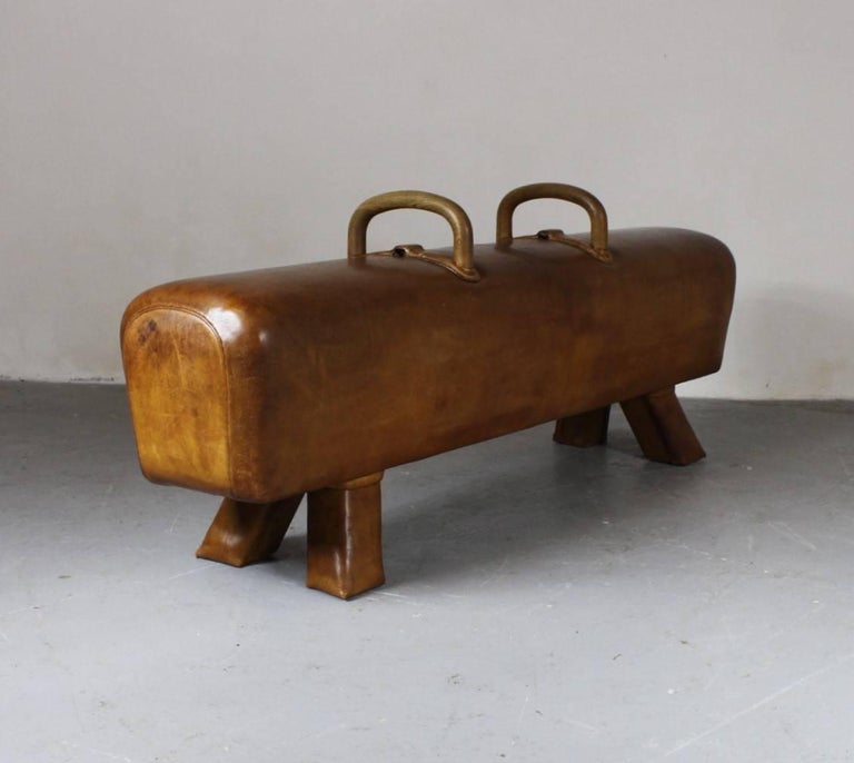 1940s Leather Gym Pommel Horse Bench at 1stdibs