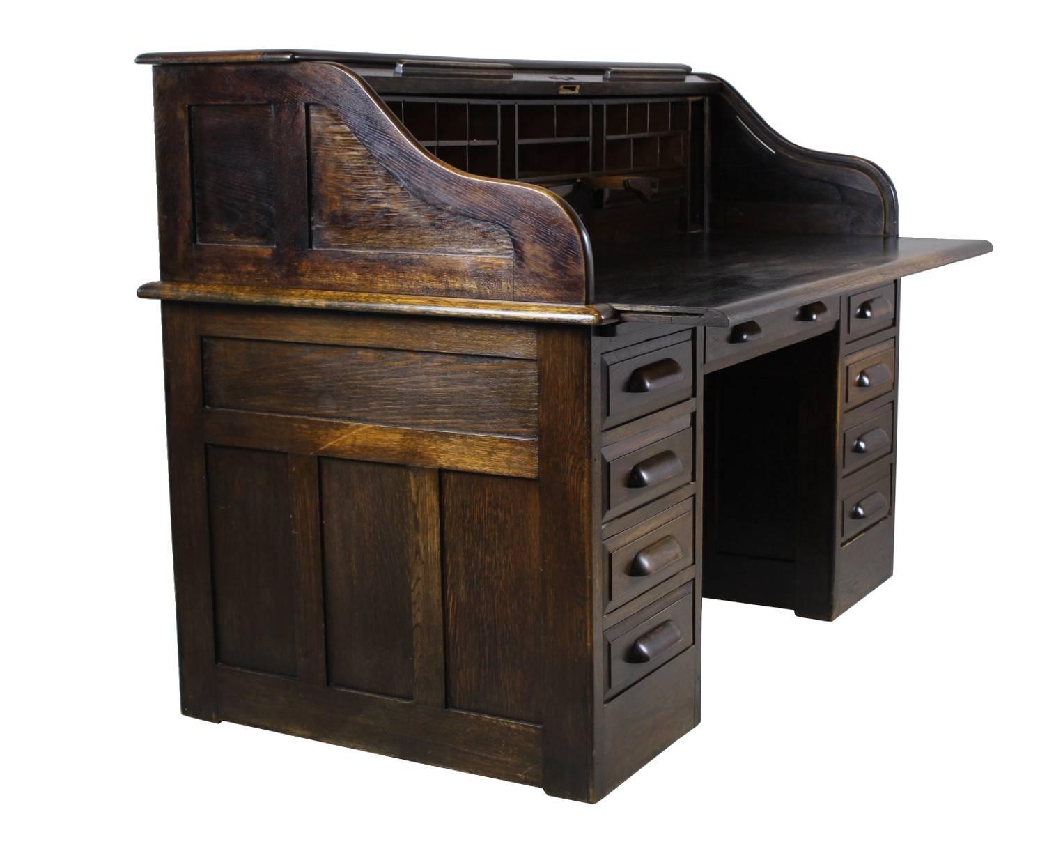 1930s Oak Roll Top Desk at 1stDibs | 1930s roll top desk, 1930s desk ...