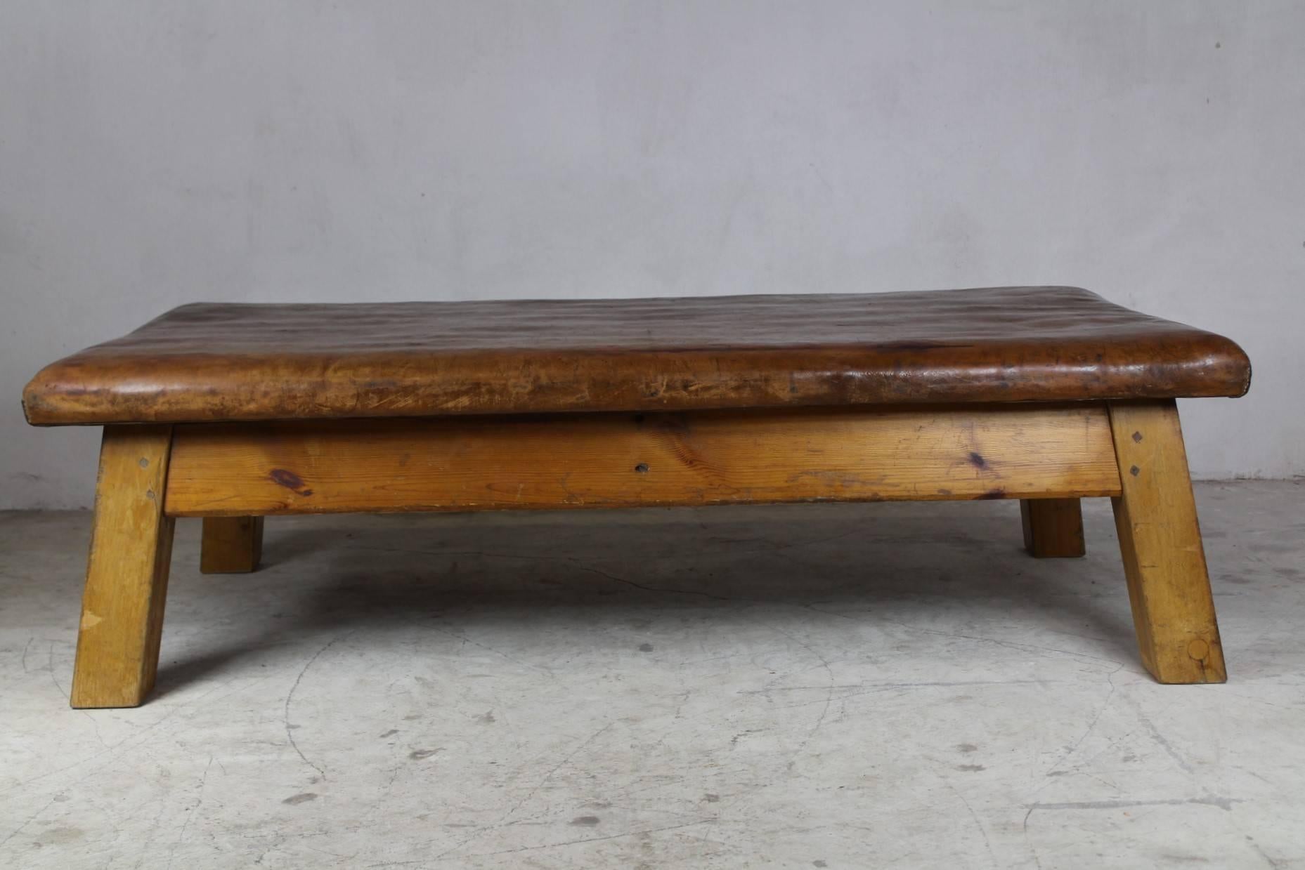 Mid-Century Leather Gym Table at 1stDibs