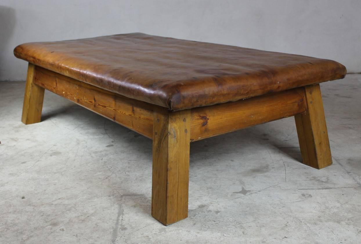 Mid-Century Leather Gym Table at 1stdibs