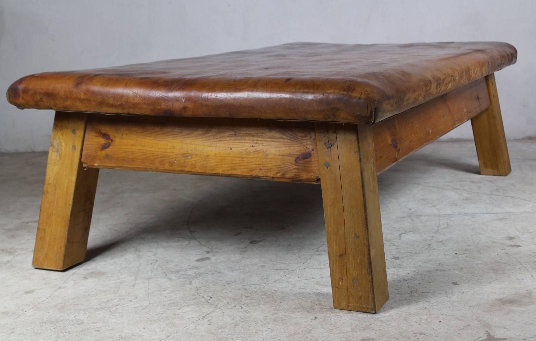 Mid-Century Leather Gym Table at 1stDibs