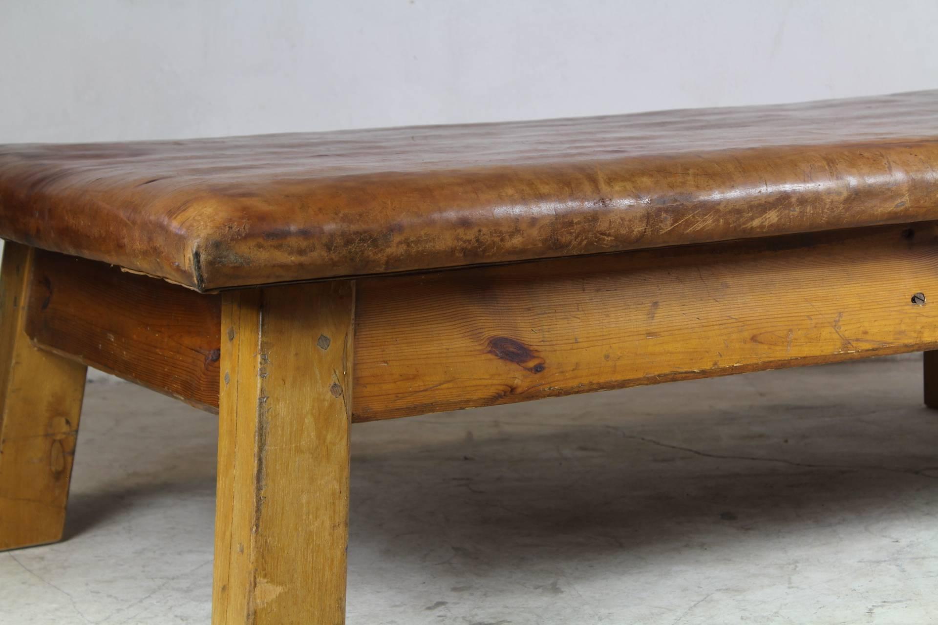 Mid-Century Leather Gym Table at 1stDibs