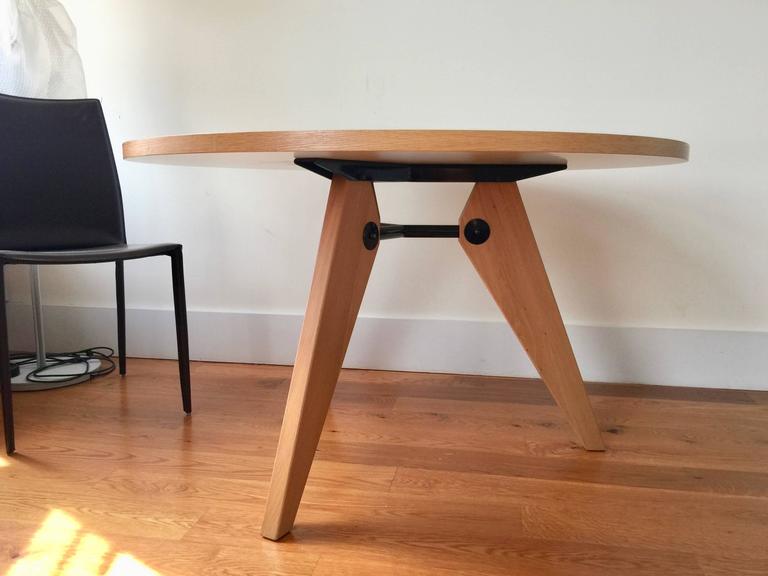 Vitra Dining Table Gueridon designed by Jean Prouve' wood and white top ...
