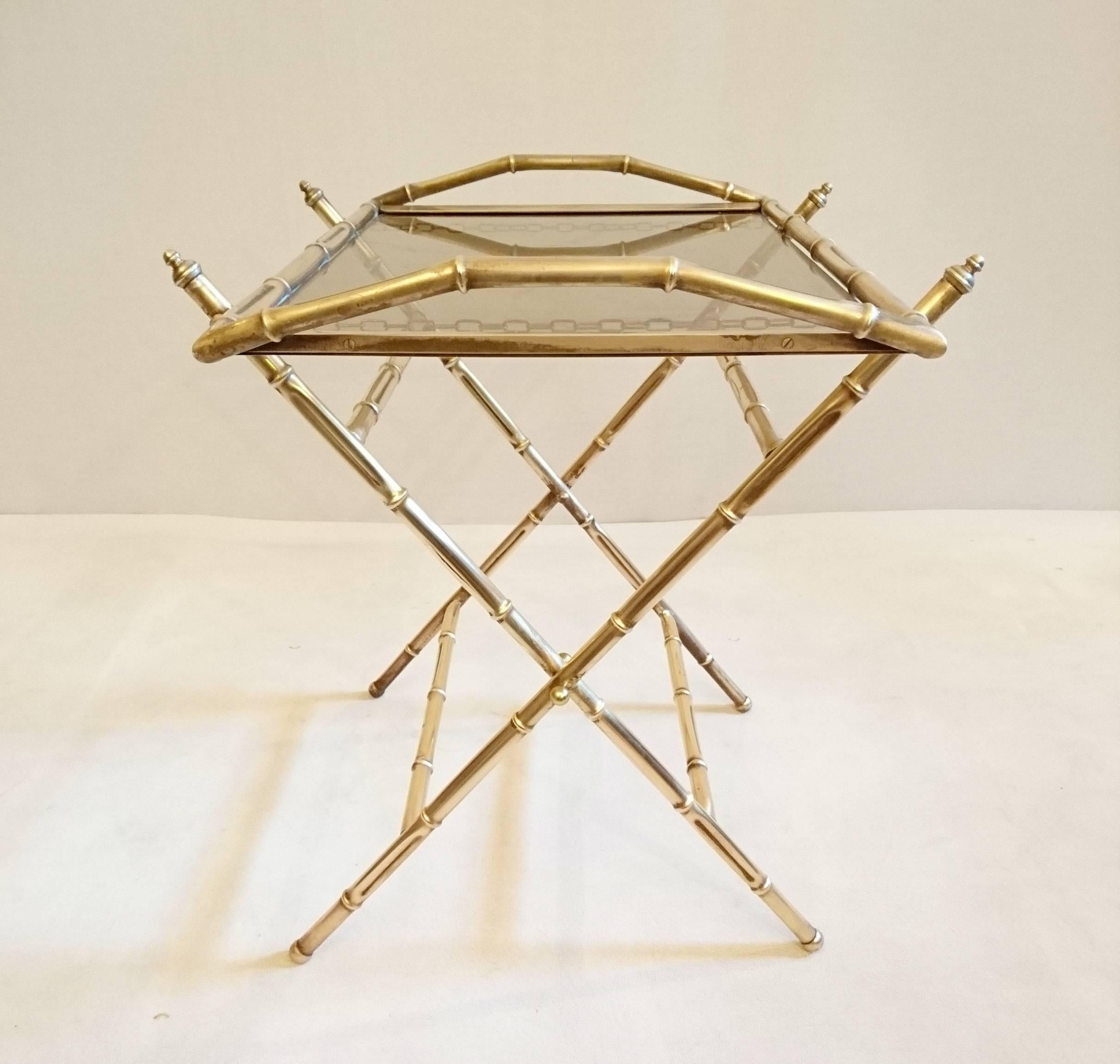 Tray Table in Faux Bamboo, Brass at 1stDibs
