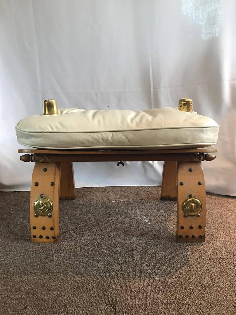 Unique Egyptian Camel Bench or Ottoman Creme Colored Leather Seat at ...